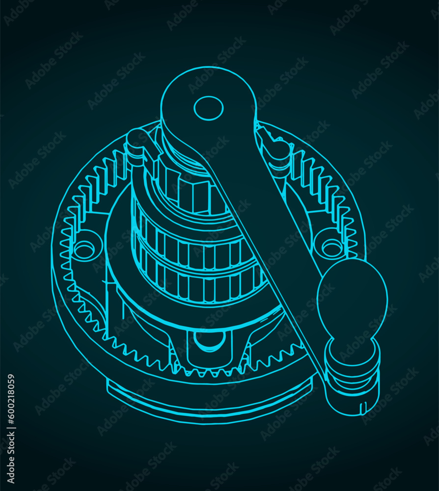 Sailboat winch internal structure blueprints Stock Vector | Adobe Stock