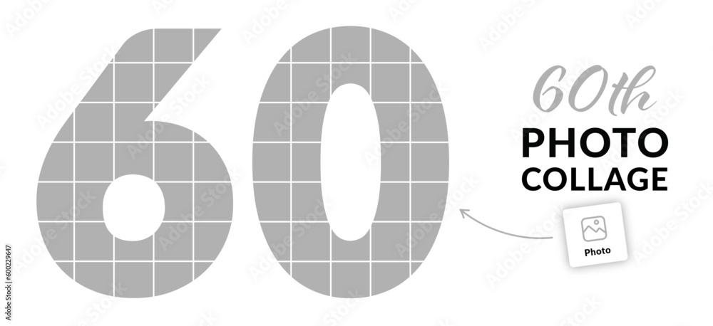 60 photo collage. 60th birthday or 60th anniversary picture collage ...