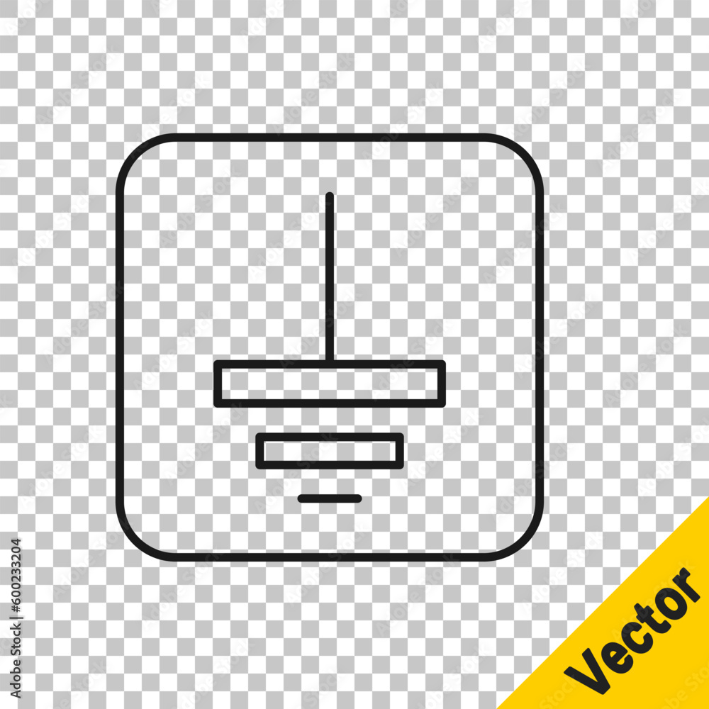Black line Electrical symbol ground icon isolated on transparent ...