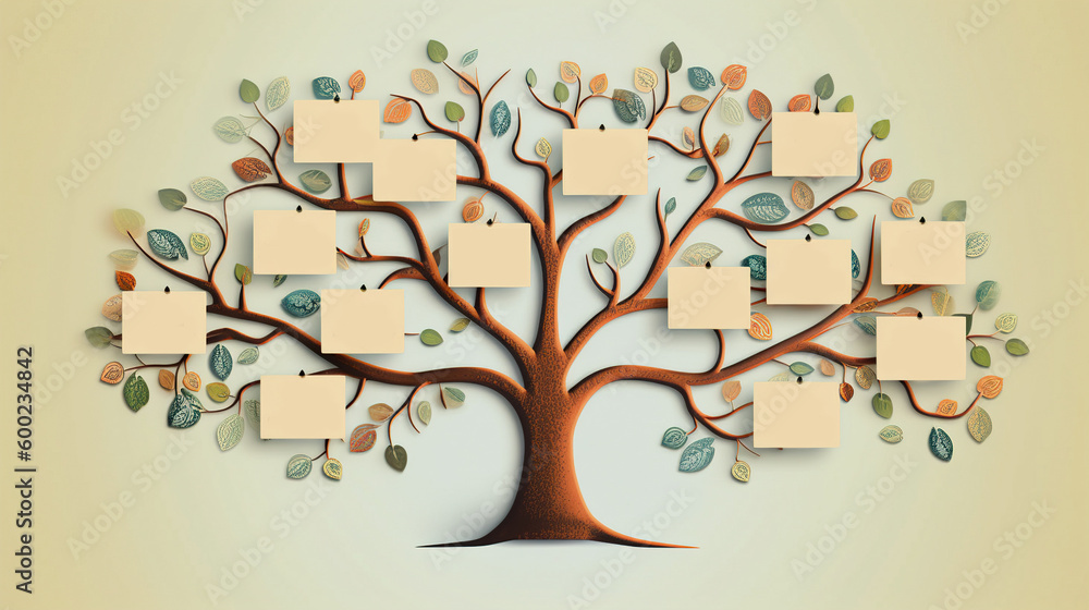 Family tree with empty cells, template. AI generation Stock ...