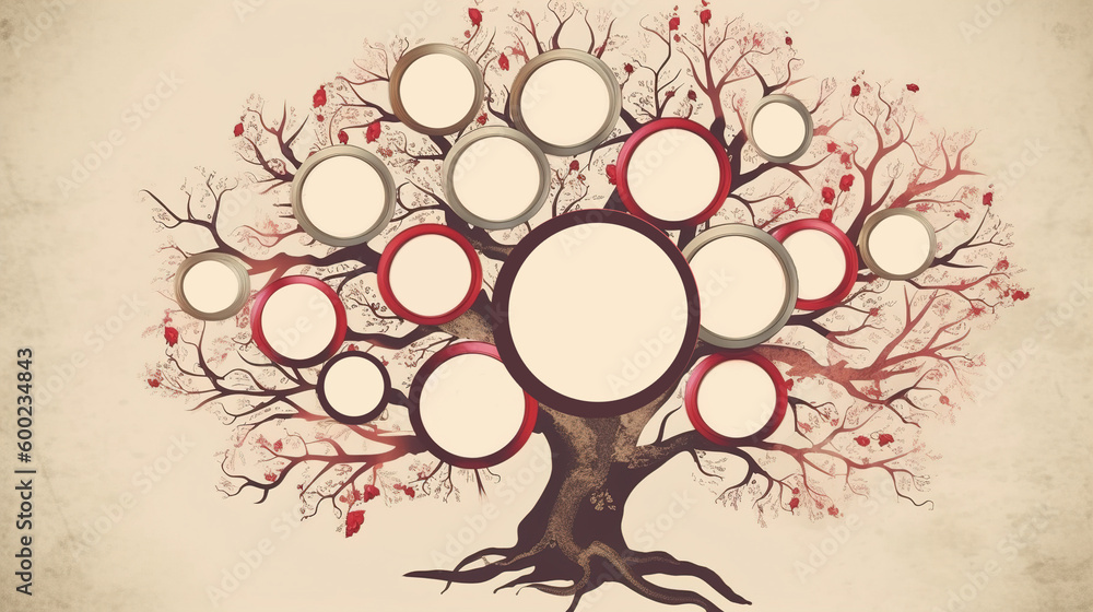 Family tree with empty cells, template. AI generation Stock ...