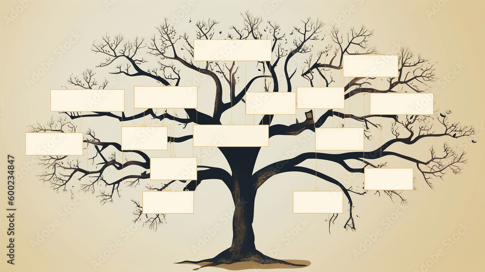 Family tree with empty cells, template. AI generation Stock ...