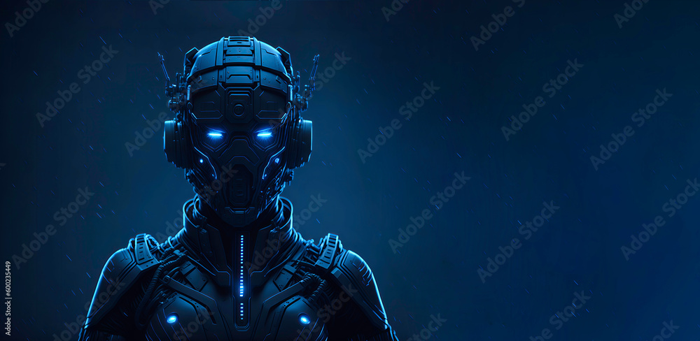 an image of an android person who is walking in the dark, in the style ...