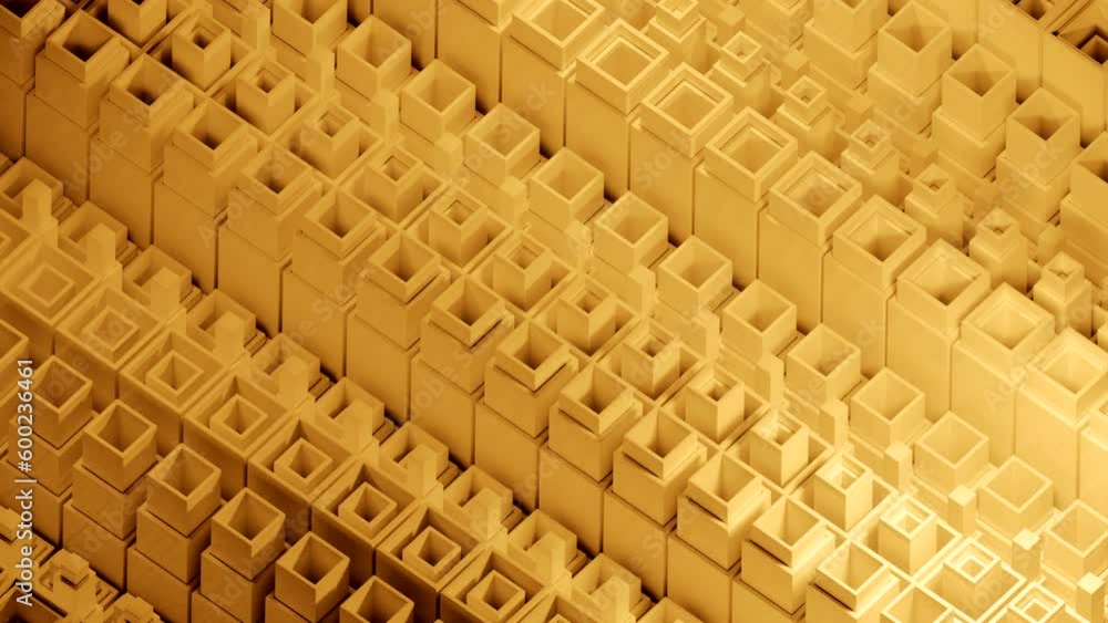 Square 3d columns move in waves. Design. Square pillars with inner rods ...