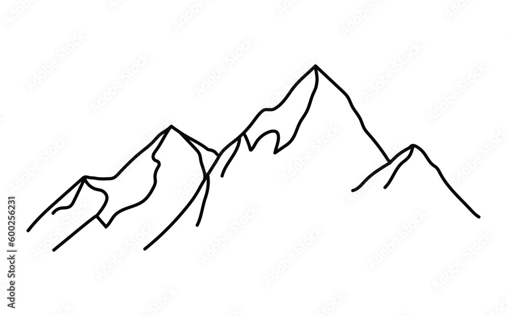 Vector black and white an outline illustration of The Grand Teton ...