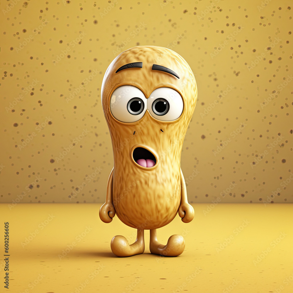 Cute Cartoon Peanut Character (Generative AI) Stock Illustration ...