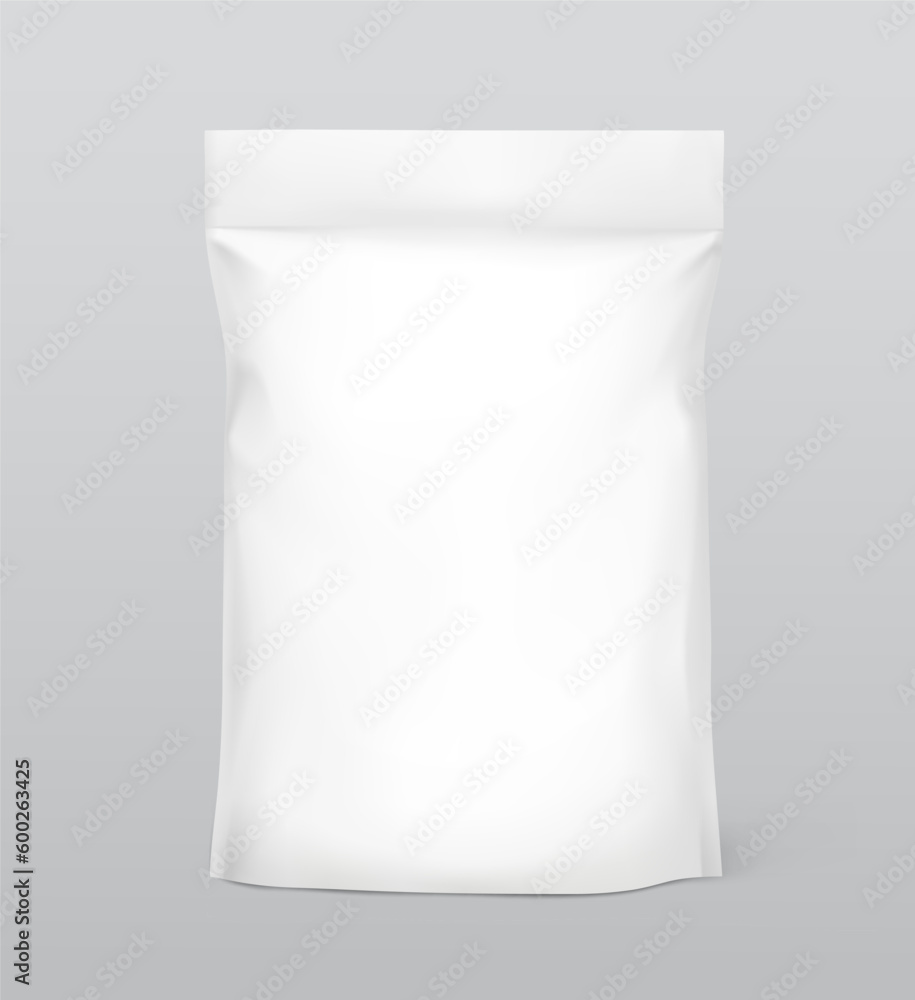 Realistic stand up pouch bag. Vector illustration. Front view. Can be ...