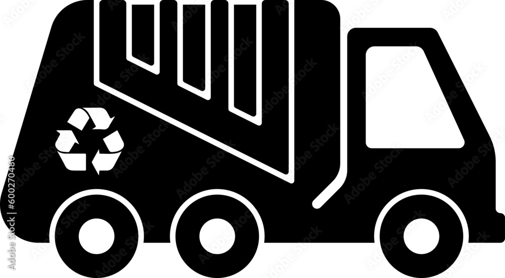 Garbage truck with Recycle Symbol on white background. Ecology and ...