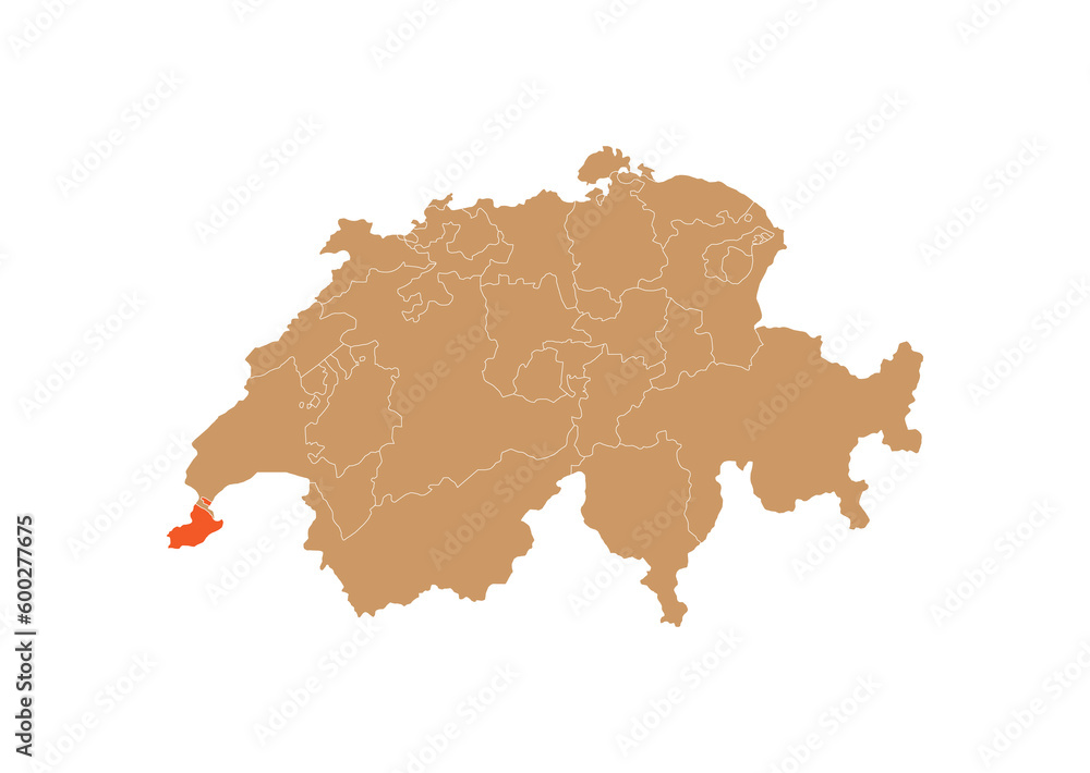 Map of Geneva on Switzerland map. Map of Geneva highlighting the ...