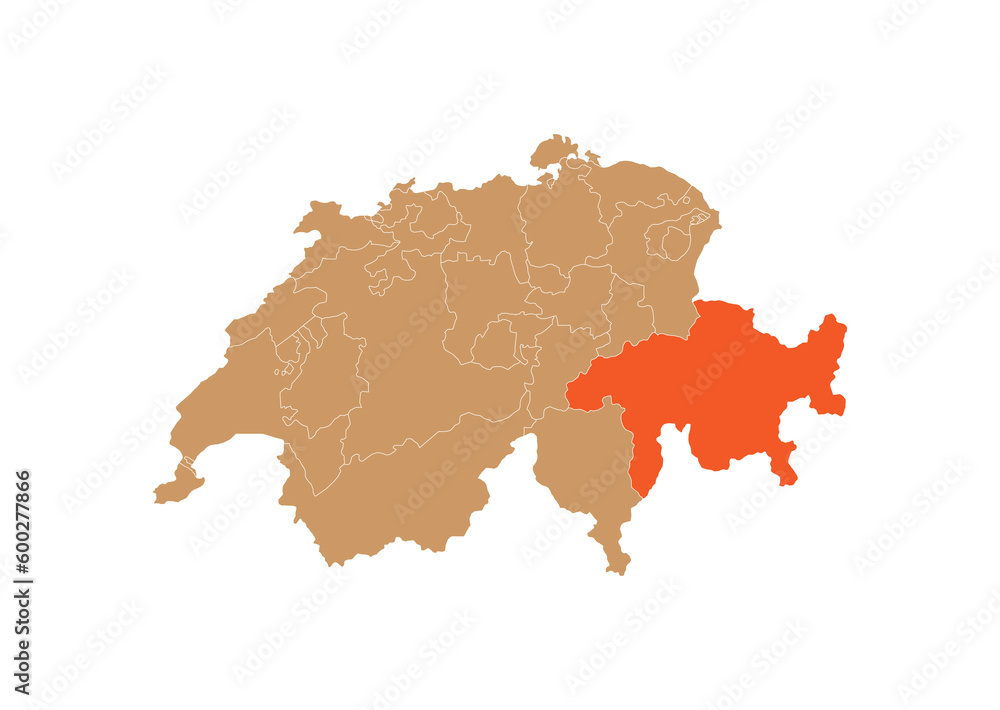 Map of Grisons on Switzerland map. Map of Grisons highlighting the ...