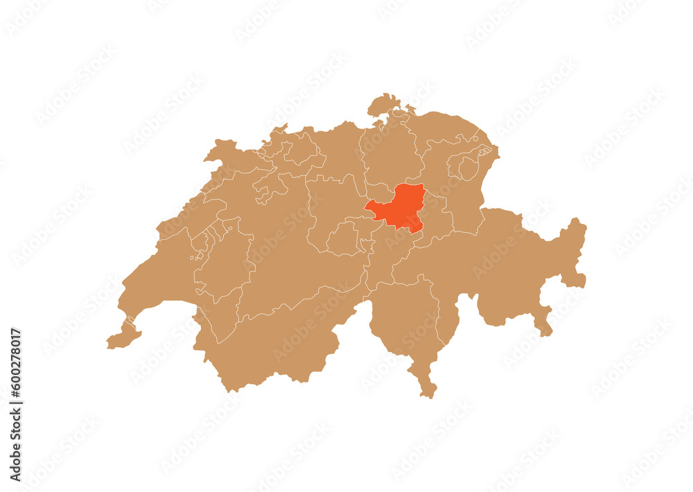 Map of Schwyz on Switzerland map. Map of Schwyz highlighting the ...
