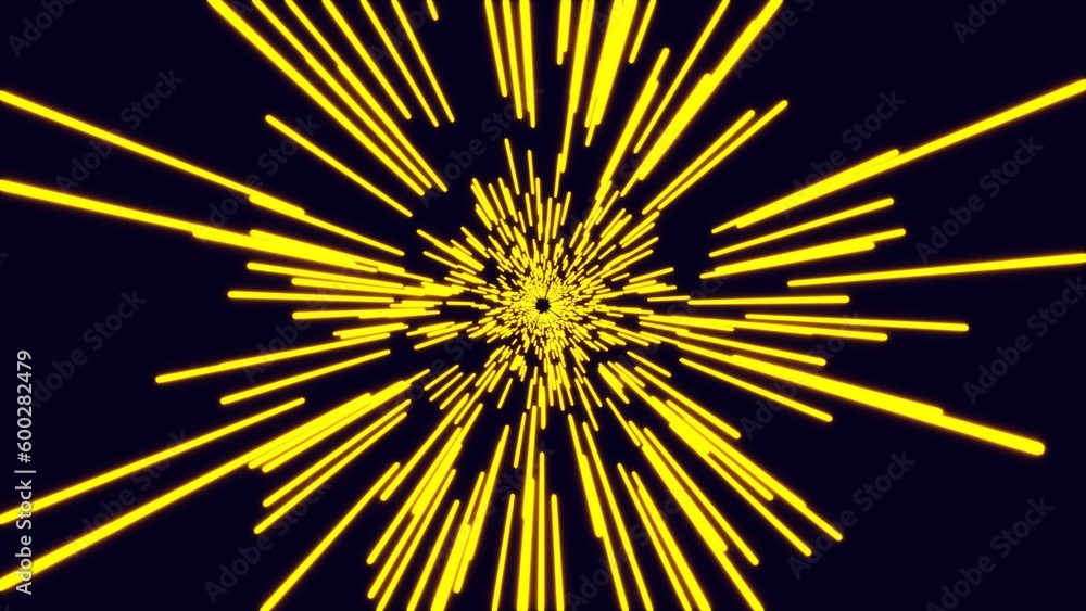 Glowing Lines UHD, 3d Rendering. Flying in space with luminous neon ...