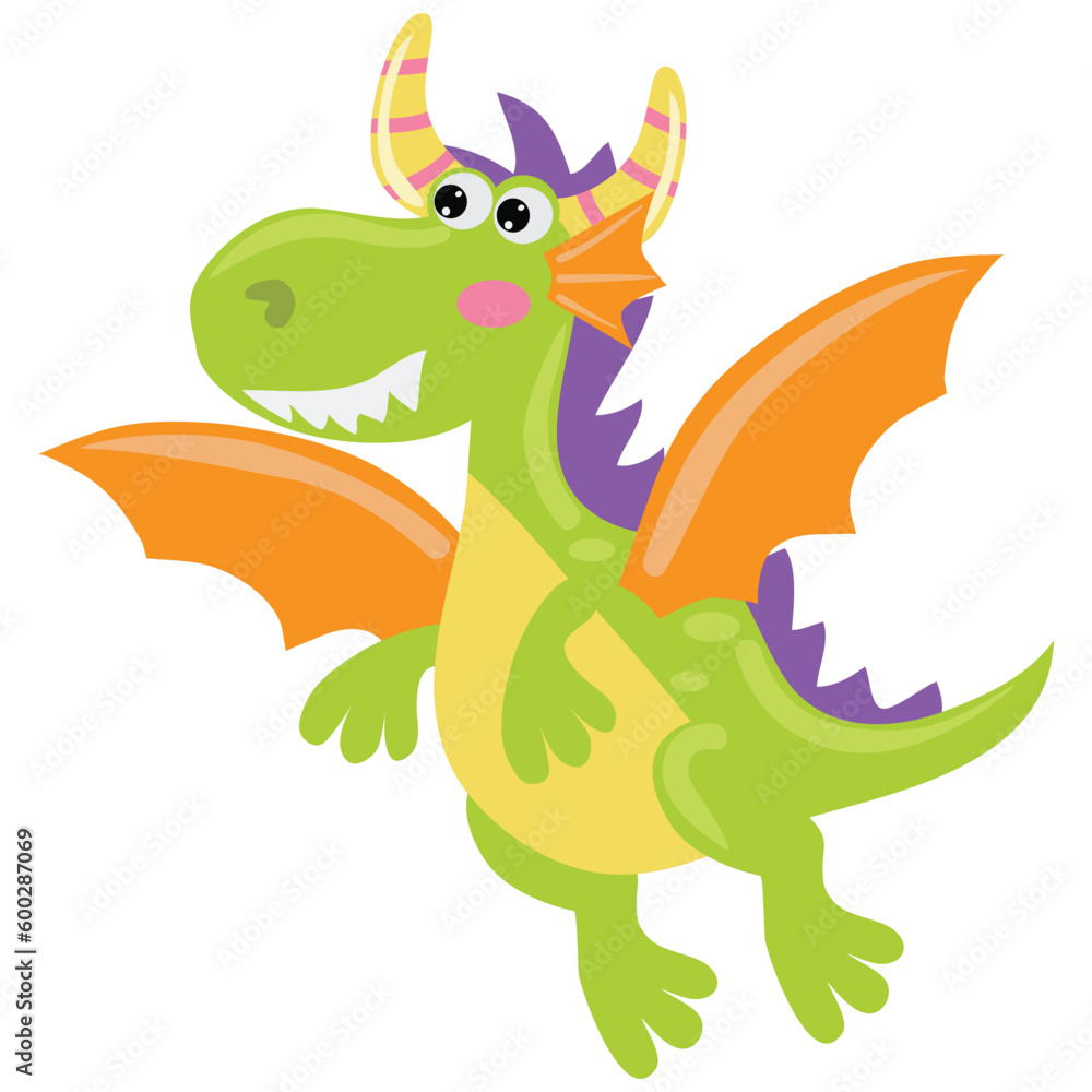 Cute Cartoon Dragon Vector Cartoon Illustration Stock Vector Adobe Stock