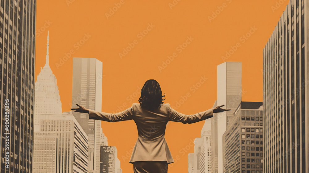 ビジネス街で活躍するスーツ姿の女性の後ろ姿 Stock Illustration Adobe Stock