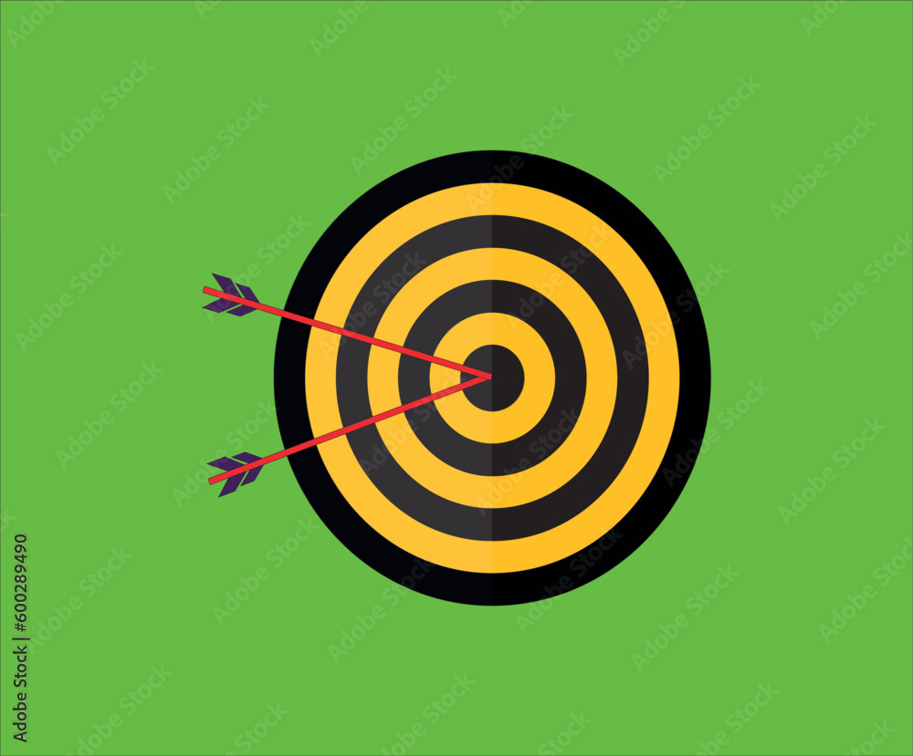Target with two arrows in the center, precise and well-positioned ...
