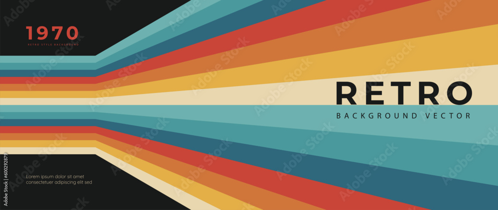 Abstract retro 70s background vector. Colorful vintage 1970 stylish ...