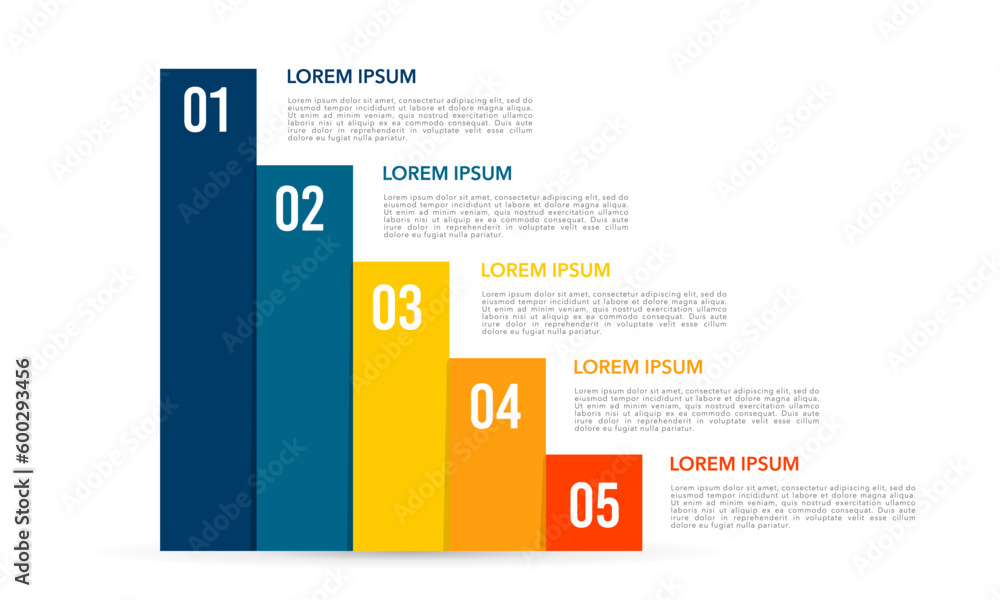 Infographic bar chart 5 steps to success. Vector illustration. Stock ...