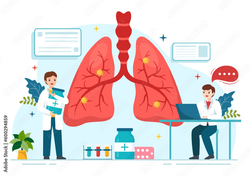 Pulmonologist Vector Illustration with Doctor Pulmonology, Lungs ...