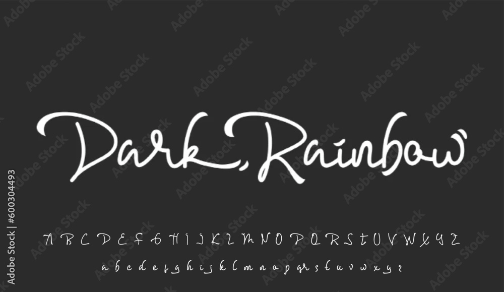 Handwritten script font vector alphabet Dark Rainbow Stock Vector ...
