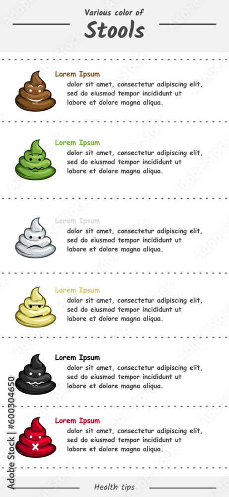 contains various colors of feces and their explanations Stock Vector ...