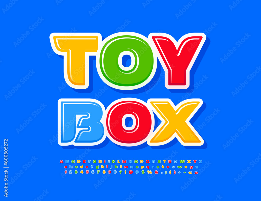 Vector colorful template Toy Box. Modern Bright Font. Artistic Alphabet ...