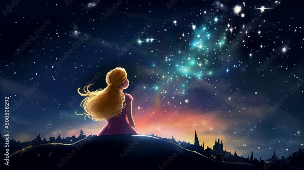 when you wish upon a star, the moon and stars, girl in the night ...