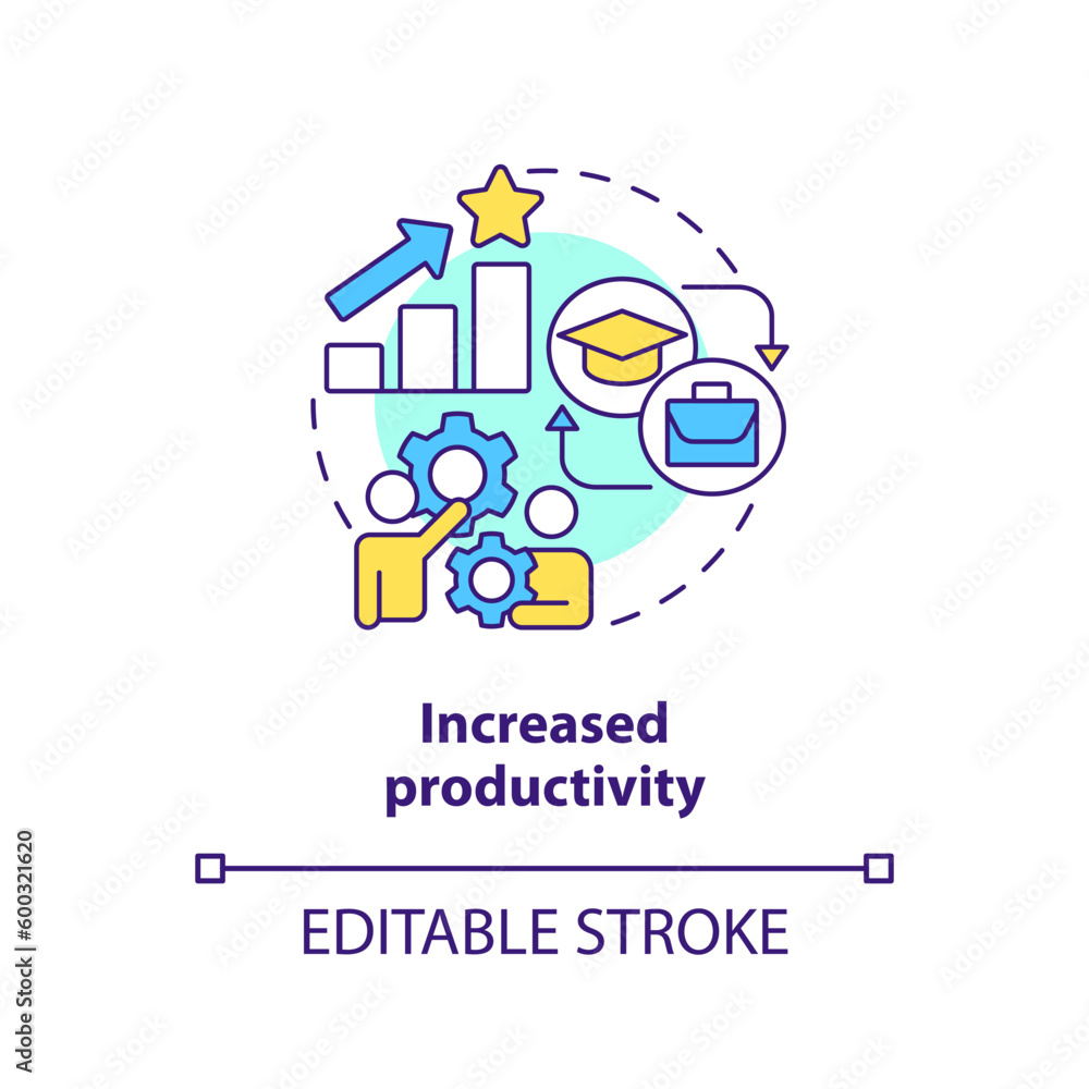 Increased productivity concept icon. Improve efficiency. Economic ...