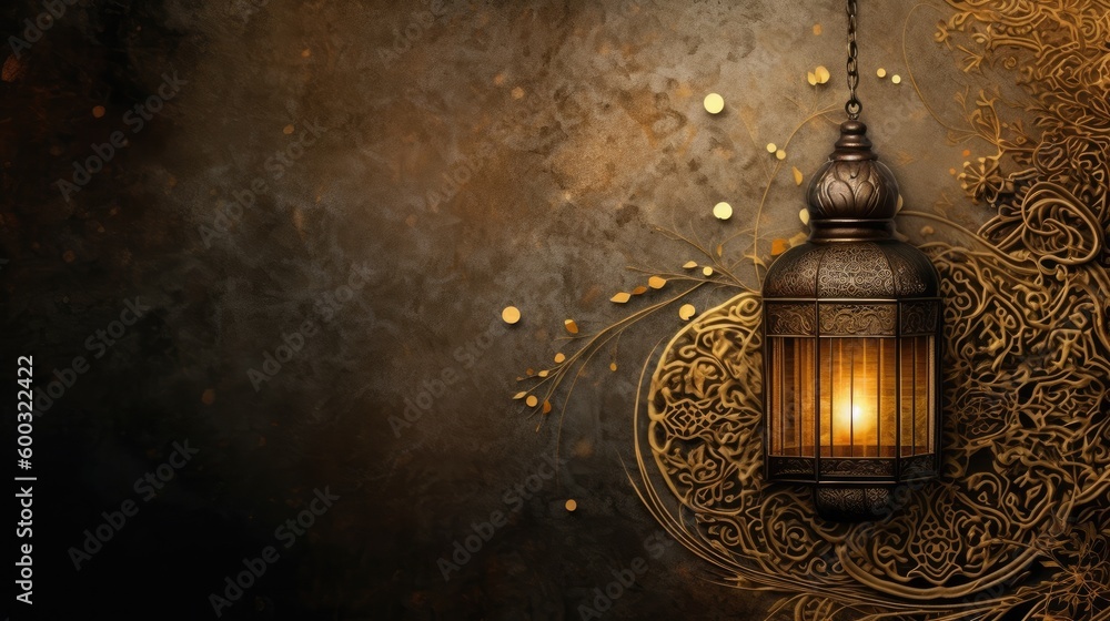 Elegant graphic design with a lantern background. Bronze metal lantern ...