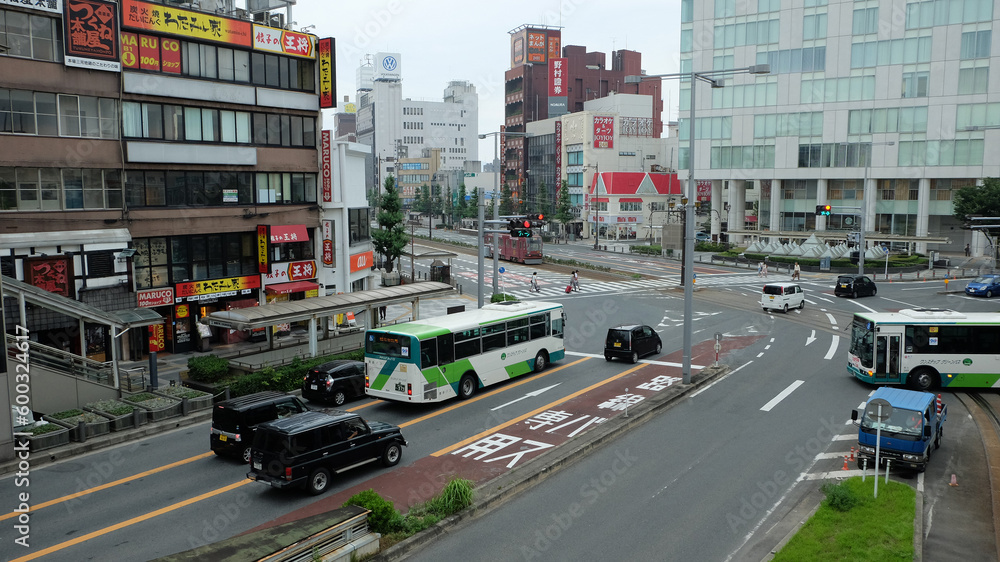 Exterior cityscape architecture and intersection building design at ...