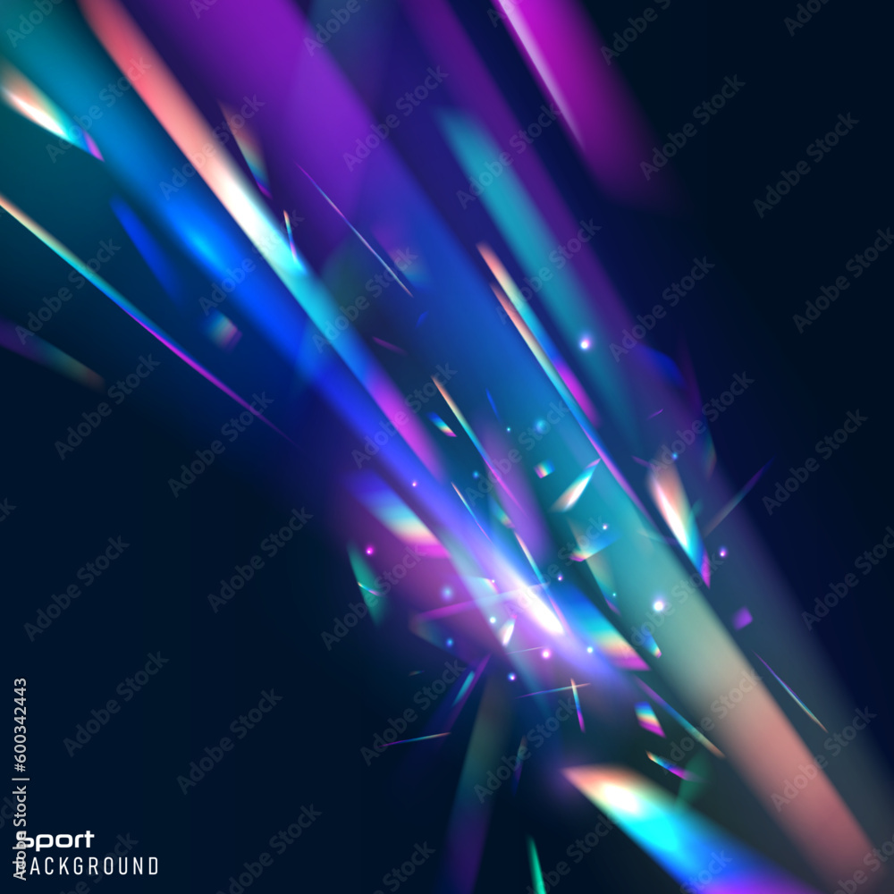 Abstract refraction glow effect on black background. Set Rainbow ...