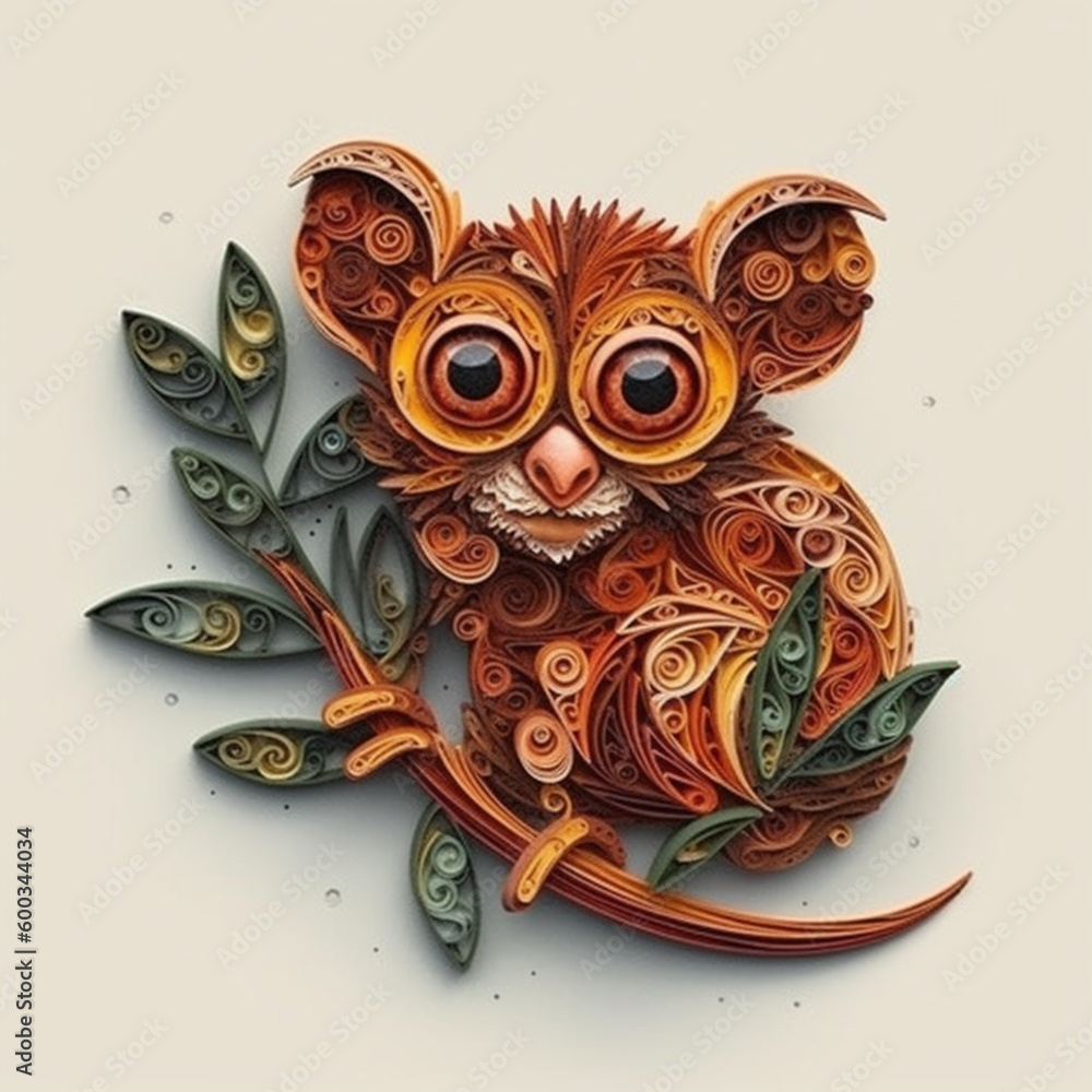 Philippine Tarsier multi-dimensional origami quilling, Generative AI ...