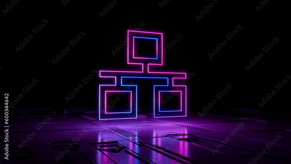 Pink and Blue Network Technology Concept with ethernet symbol as a neon ...