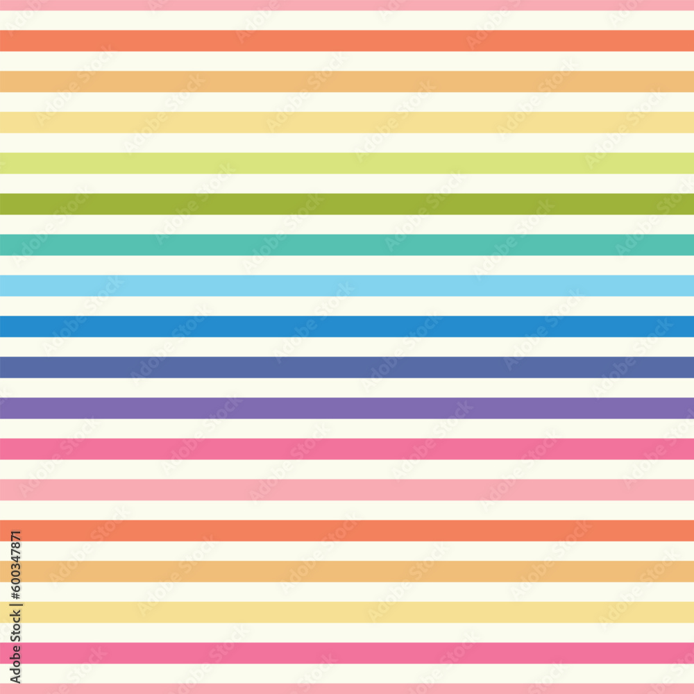 Rainbow stripes background vector. Fun colourful horizontal striped seamless pattern design ...
