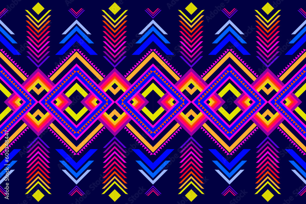 Geometric Native neon tribal Oriental ethnic seamless pattern ...