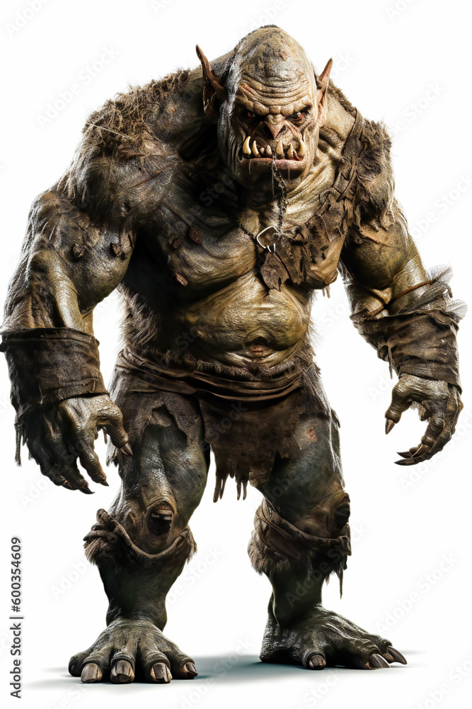Ogre with Piercing Eyes and Sharp Teeth isolated on white background ...