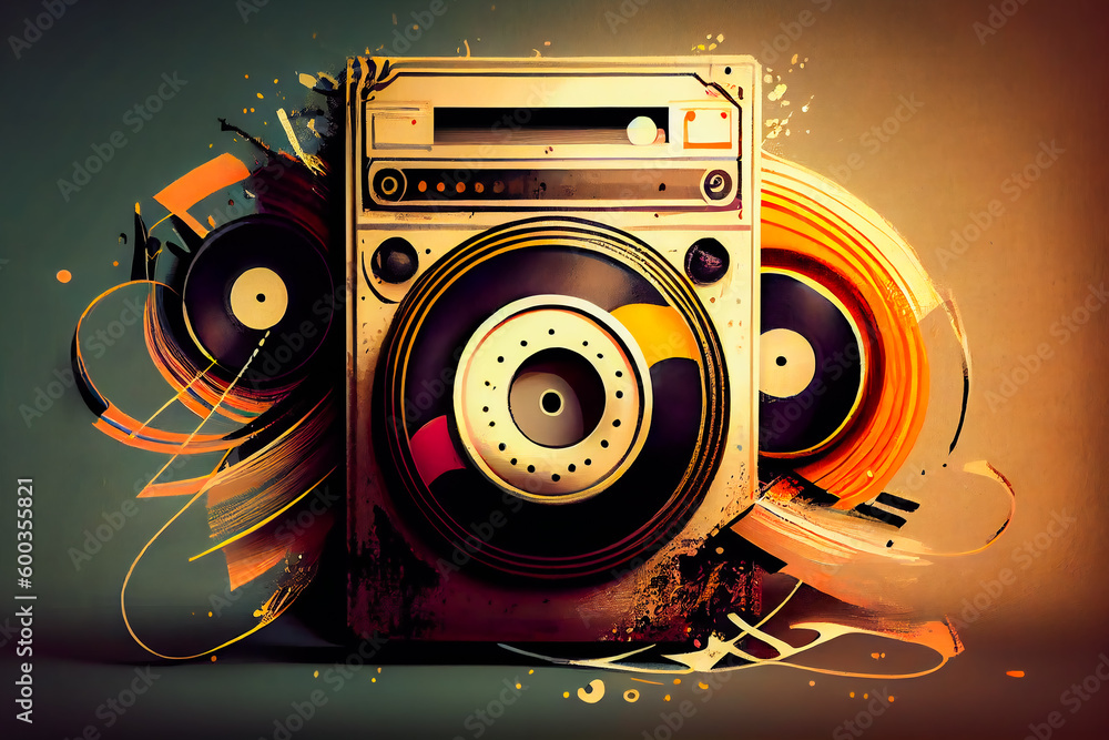 Vintage musical background. retro music poster design. Generative AI ...