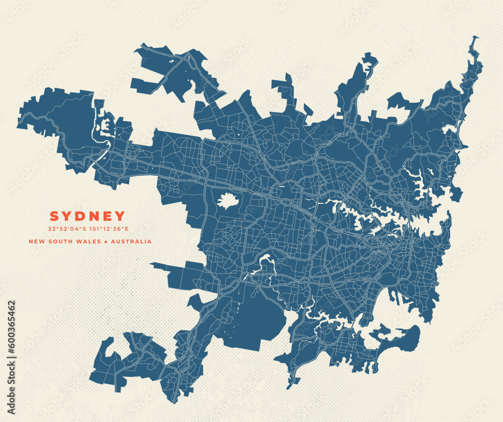 Sydney - Australia map vector poster flyer Stock Vector | Adobe Stock
