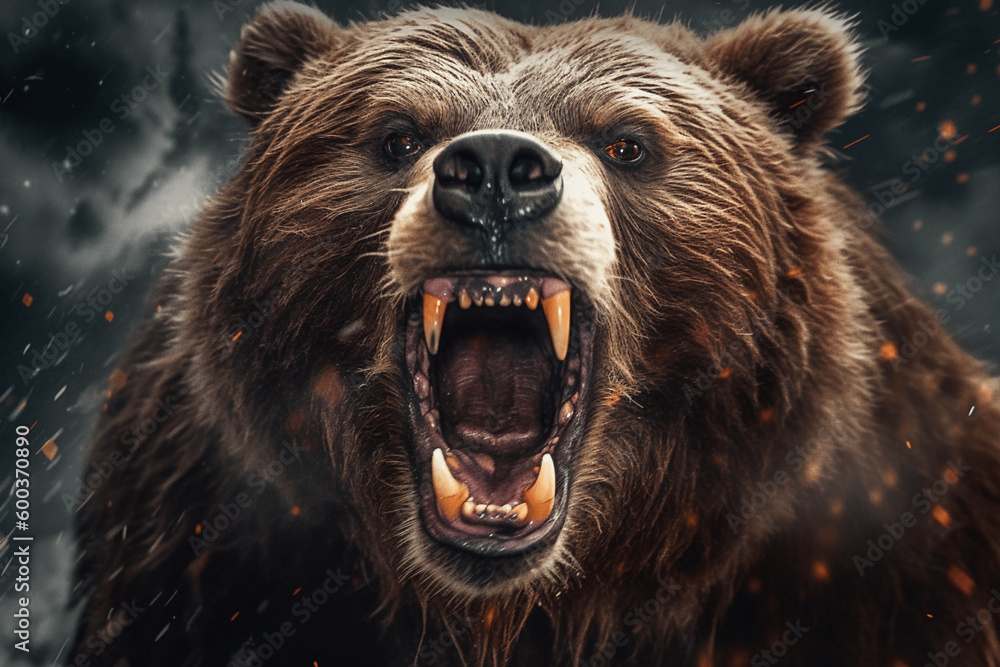 angry brown bear portrait generative ai Stock Illustration | Adobe Stock