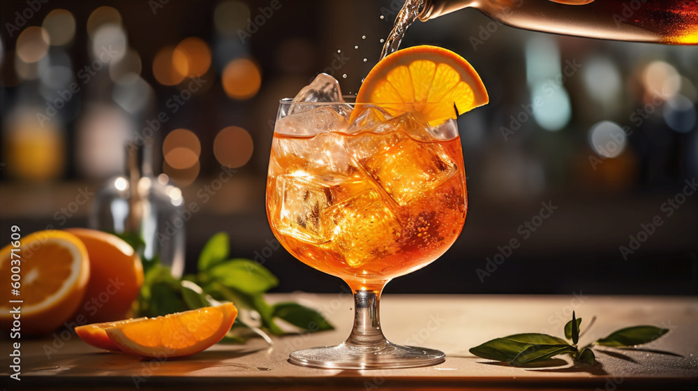 Pouring in Aperol Spritz in a glass Stock Photo | Adobe Stock