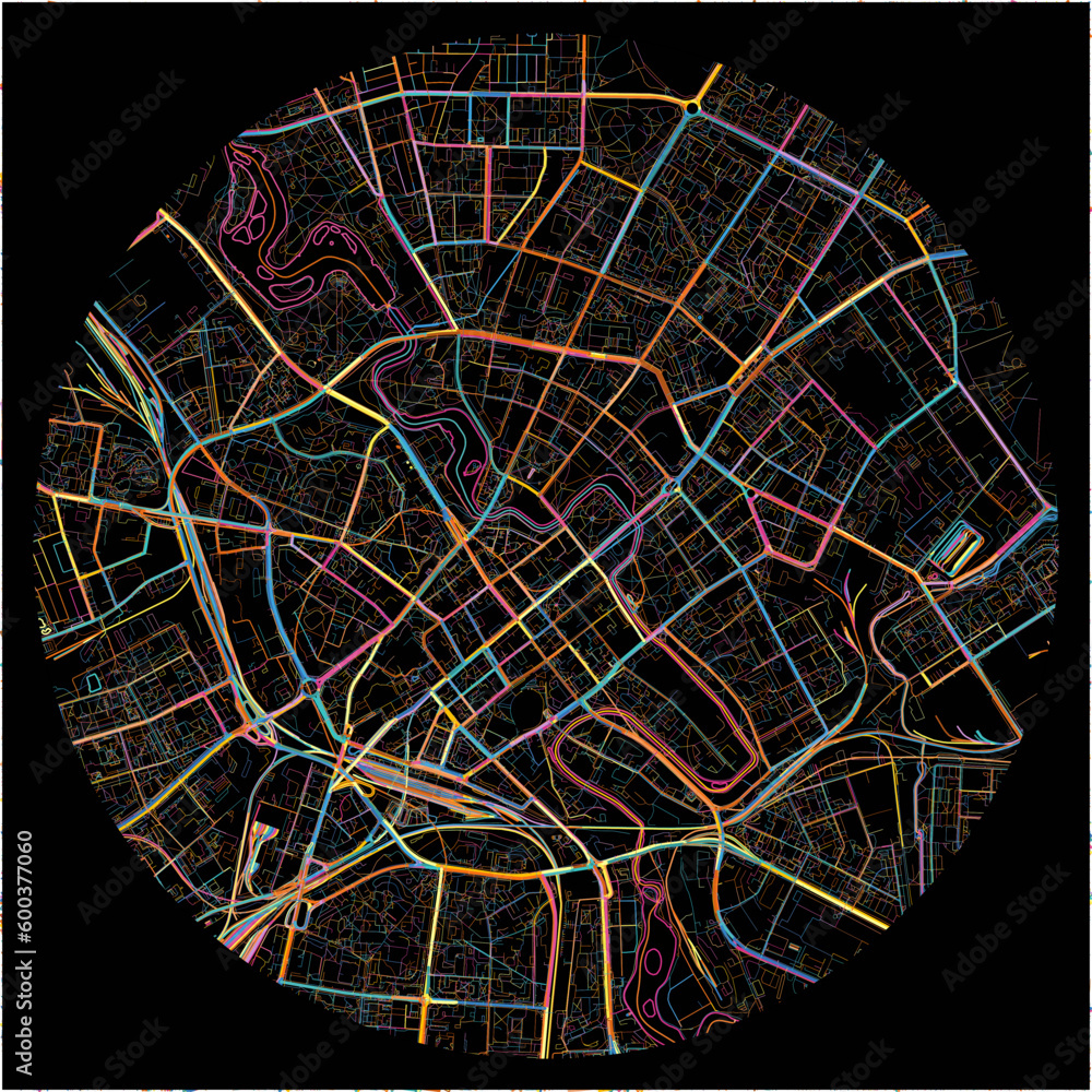 Colorful Map of Minsk with all major and minor roads. Stock Vector ...