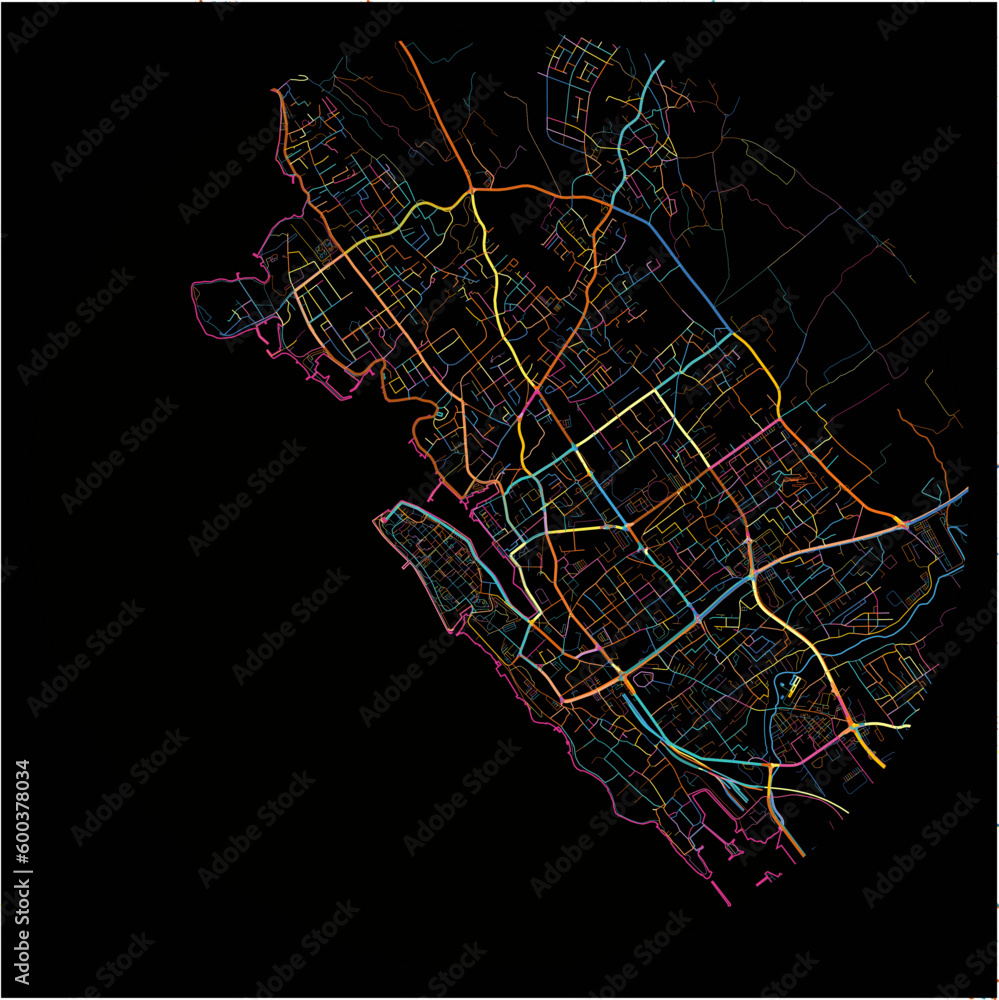Colorful Map of Zadar, Zadar County with all major and minor roads ...