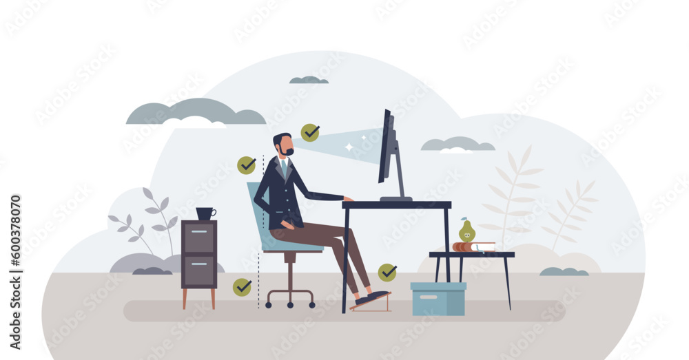 Ergonomics for remote work and correct seat position tiny person ...