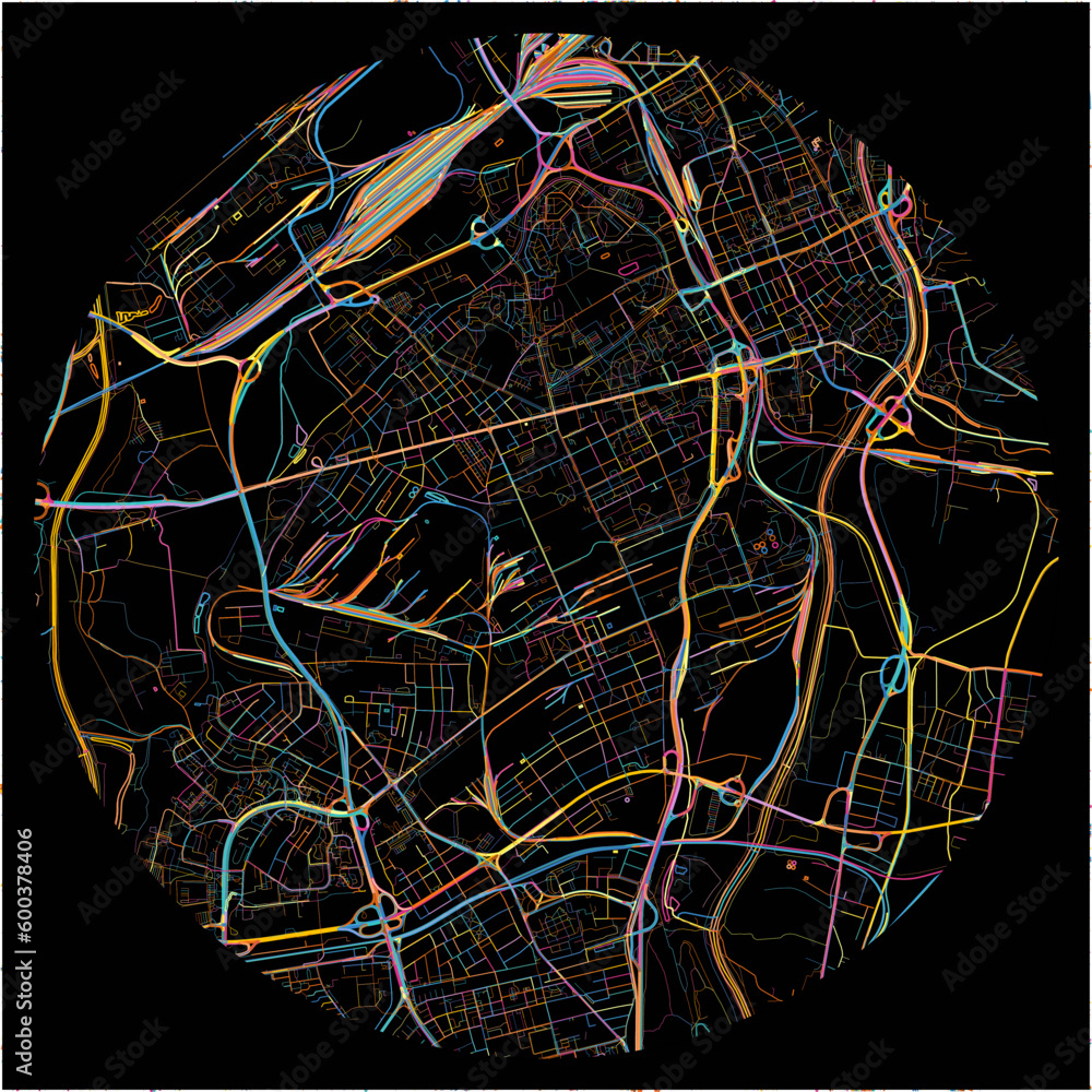 Colorful Map of Ostrava with all major and minor roads. Stock Vector ...