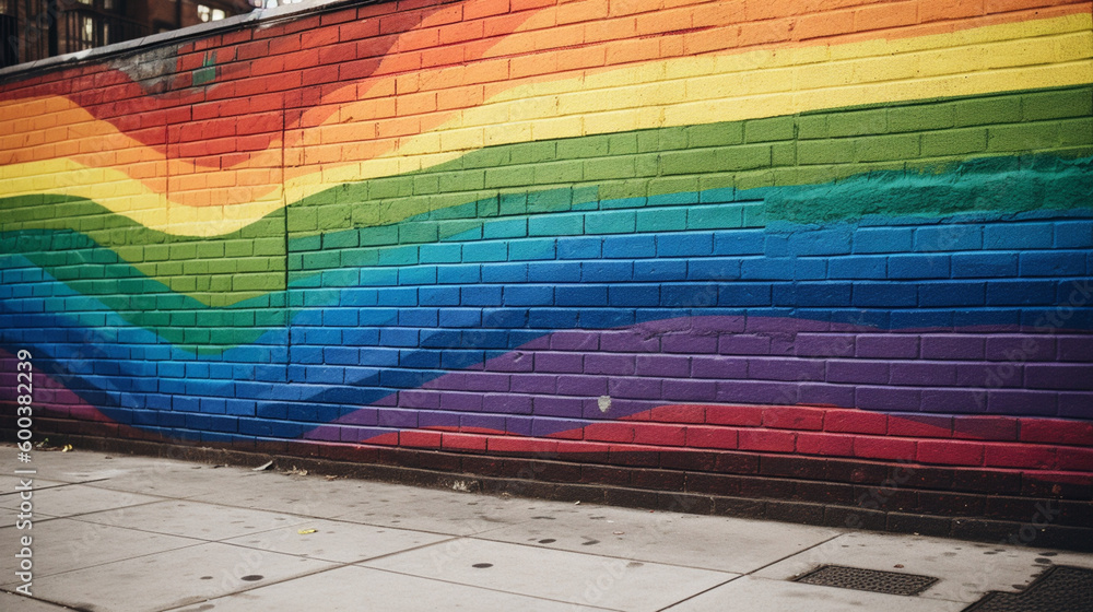 Mural with graffiti. Wall with colors of the LGTBI flag. Colorful mural ...