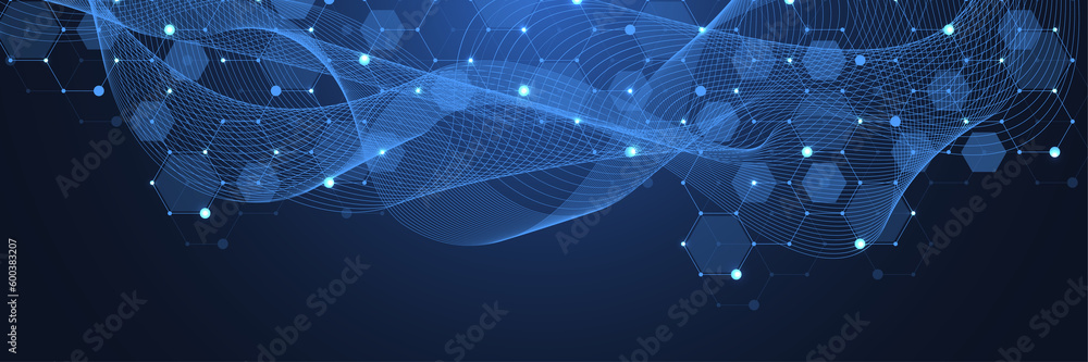 Modern scientific abstract background with hexagon shapes, lines and ...