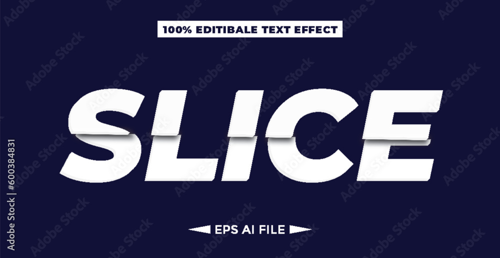 A blue and white slice fully editable text effect with blue background, slice, text, effect ...