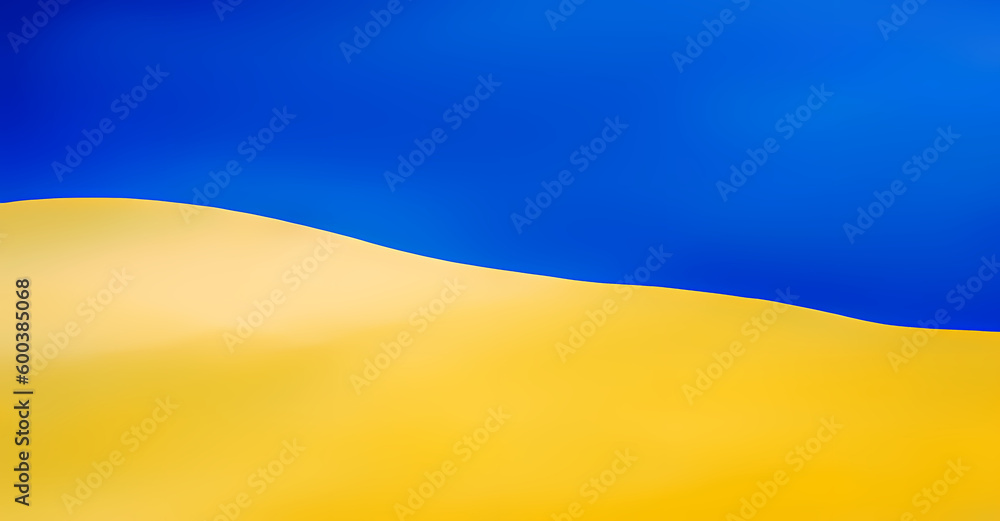 Ukrainian flag. realistic illustration. Waves, shadow and bright areas ...