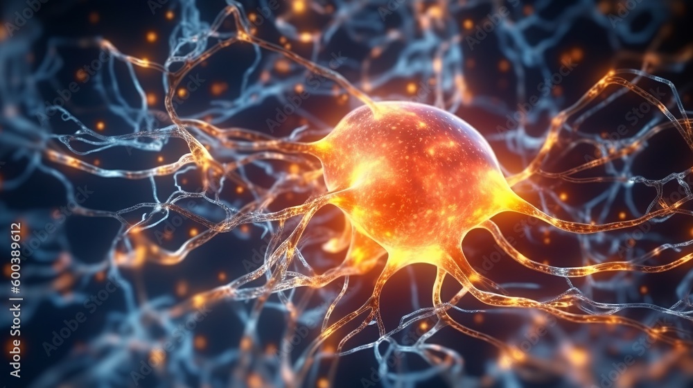 Fictitious glowing brain background with neural links network ... Fictitious glowing brain background with neural links network ...