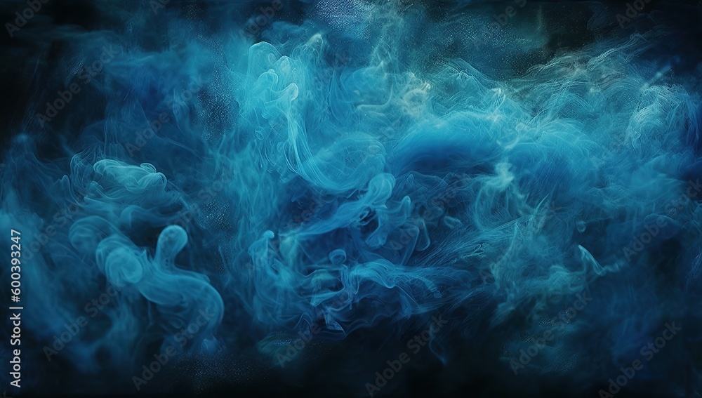 Blue particle texture smoke background on dark black abstract ...