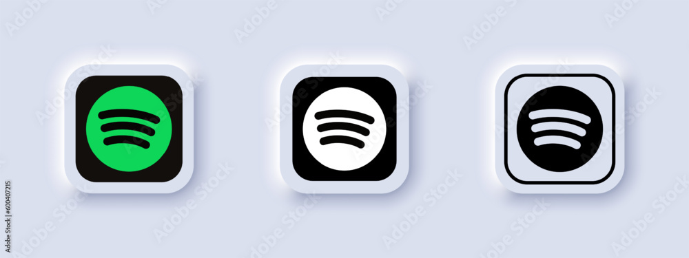 Collection of different Spotify icons. Social media logo. Line art and ...
